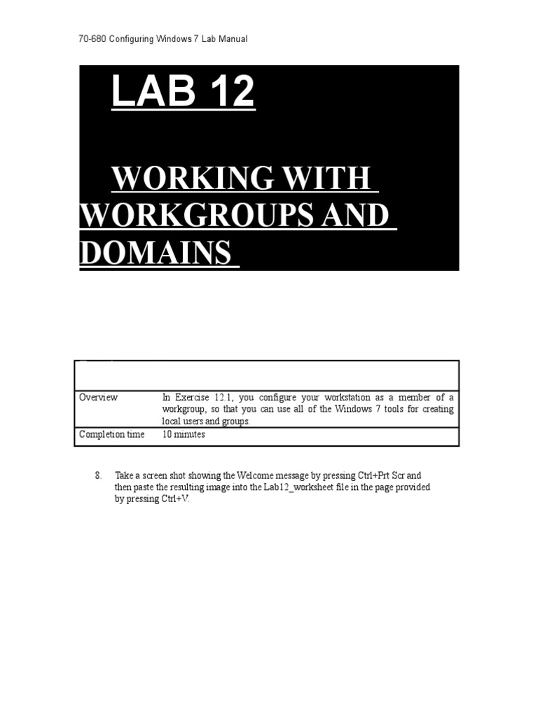 Moac Windows 7 Lab12 | PDF | Password | Command Line Interface