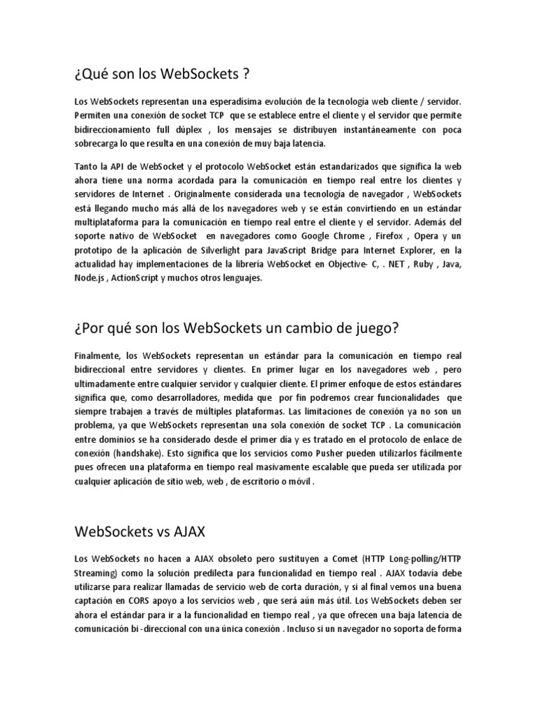 Qué Son Los WebSockets | PDF | Transferencia de estado representacional ...