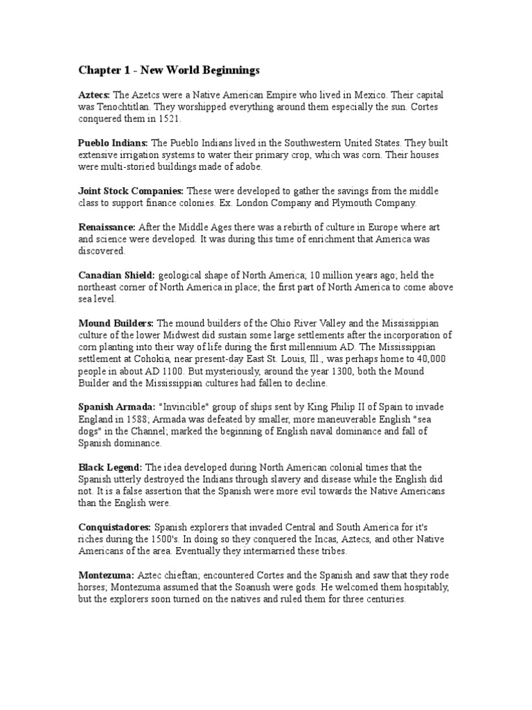 APUSH The American Pageant Chapters 1-10 Vocabulary | PDF | Thirteen ...