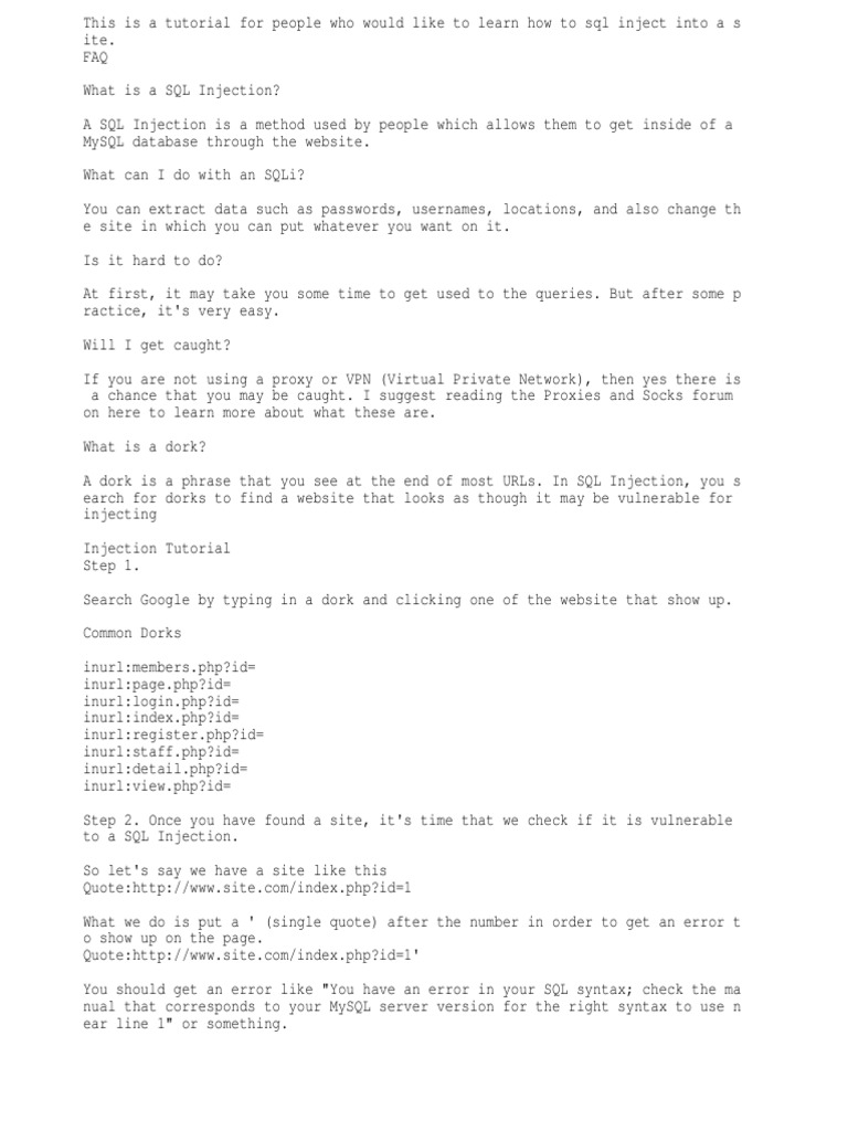 Basis - SQL Injection For Beginners.. | PDF | Sql | Data