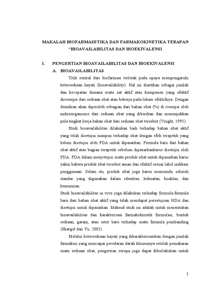 Bioavailabilitas Dan Bioekivalensi | PDF