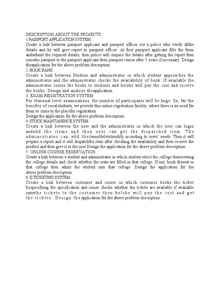 Project Designs for Various Systems | PDF
