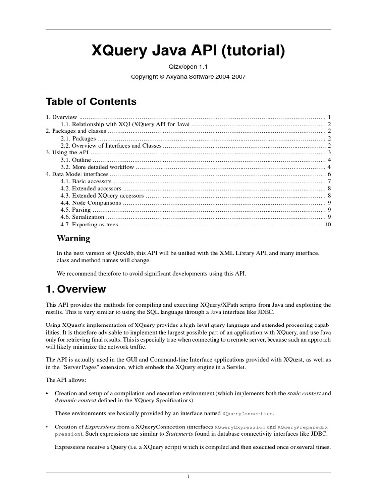 Xquery Java Api (Tutorial) : Warning | Download Free PDF | Application ...