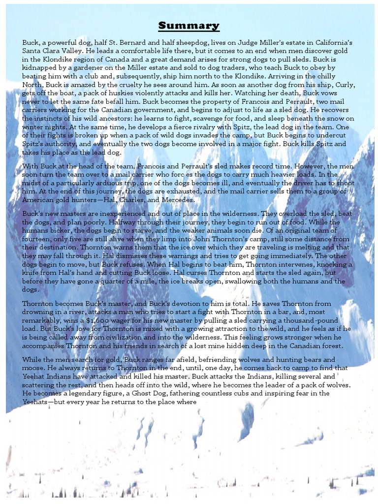 Summary of The Call Call of The Wild | Download Free PDF | The Call Of ...