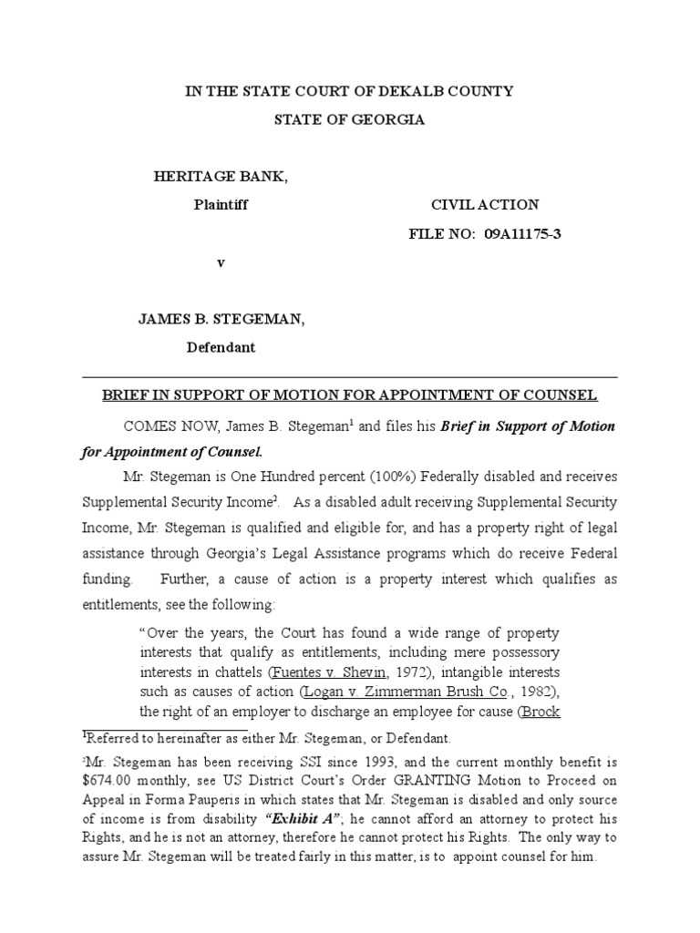Support for Counsel Appointment Motion | PDF | Precedent | Pro Se Legal ...