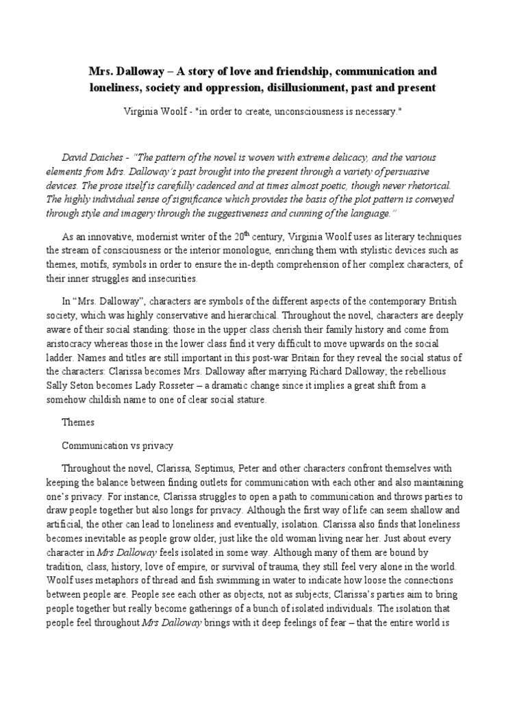 Mrs. Dalloway Project | PDF | Mrs Dalloway