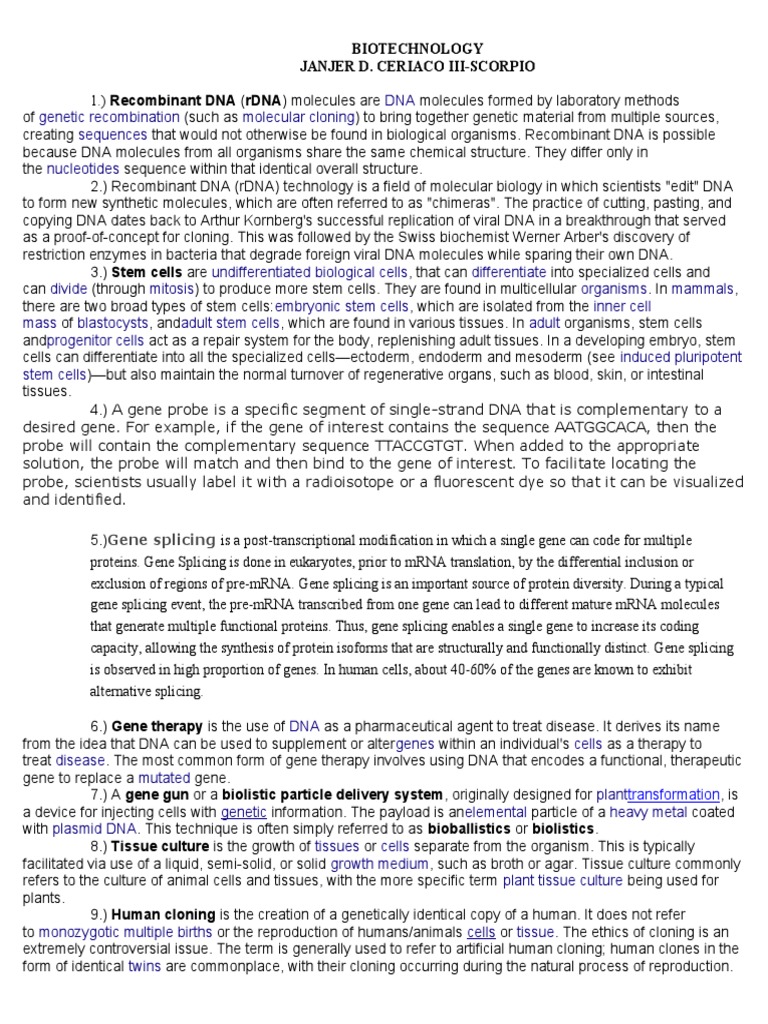 Biotechnology Janjer D. Ceriaco Iii-Scorpio: Gene Splicing | Download ...