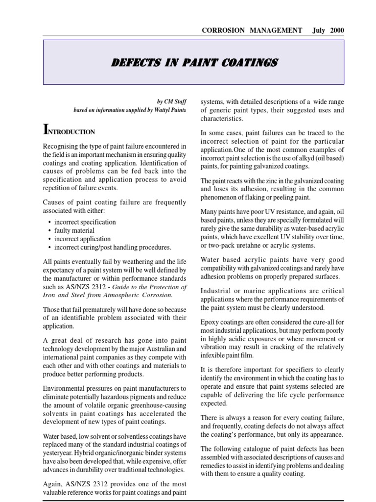 Defects in Paint | PDF | Paint | Galvanization