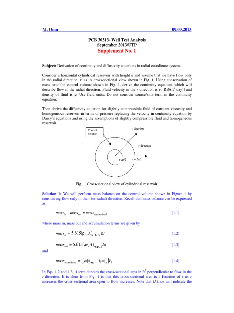 Radial Flow Equation Derivation | PDF | Fluid Dynamics | Compressible Flow