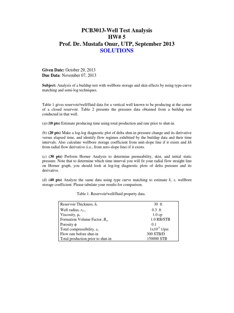 Well Test Analysis Reveals Reservoir Parameters | PDF | Petroleum ...