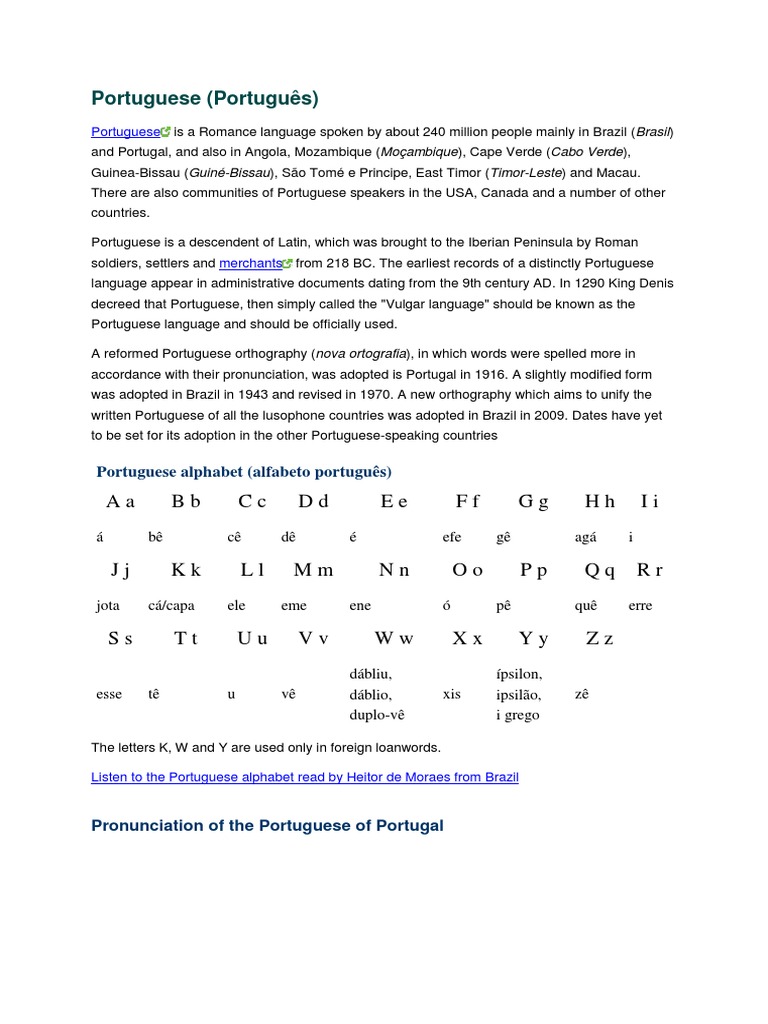 Portuguese Alphabet | PDF | Portuguese Language | Stress (Linguistics)