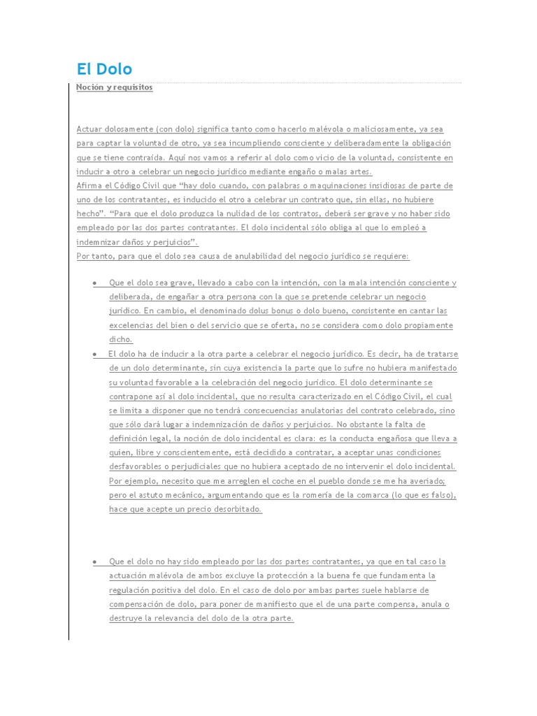 El Dolo | PDF | Intención (Derecho Penal) | Violencia
