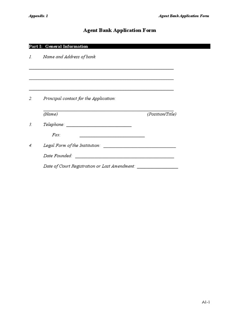 Agent Bank Application Form Overview | PDF | Financial Services ...
