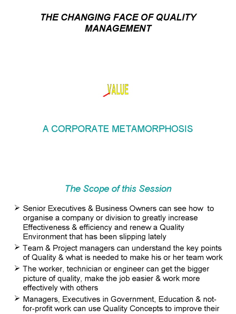 The Changing Face of Quality Management (Session4) | PDF | Quality ...