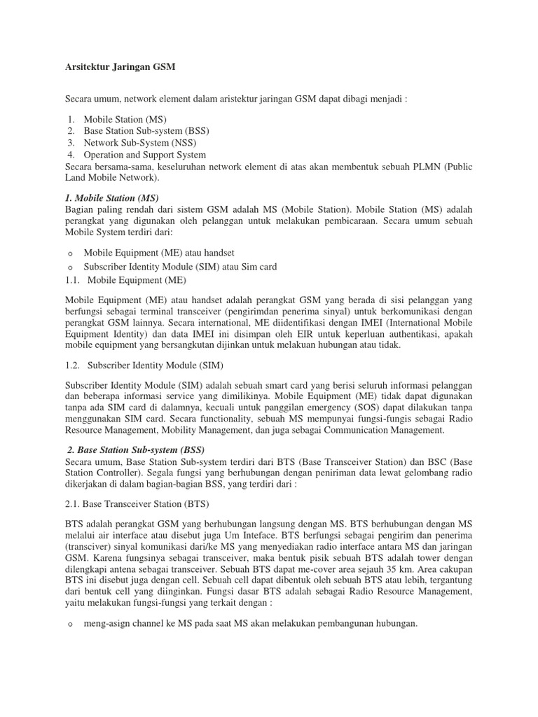 Arsitektur Jaringan GSM | PDF
