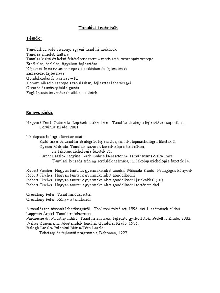 Tanulási Technikák | PDF