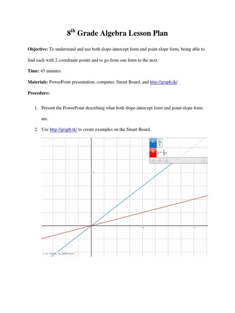8th Grade Algebra Lesson Plan | PDF | Computers | Technology & Engineering