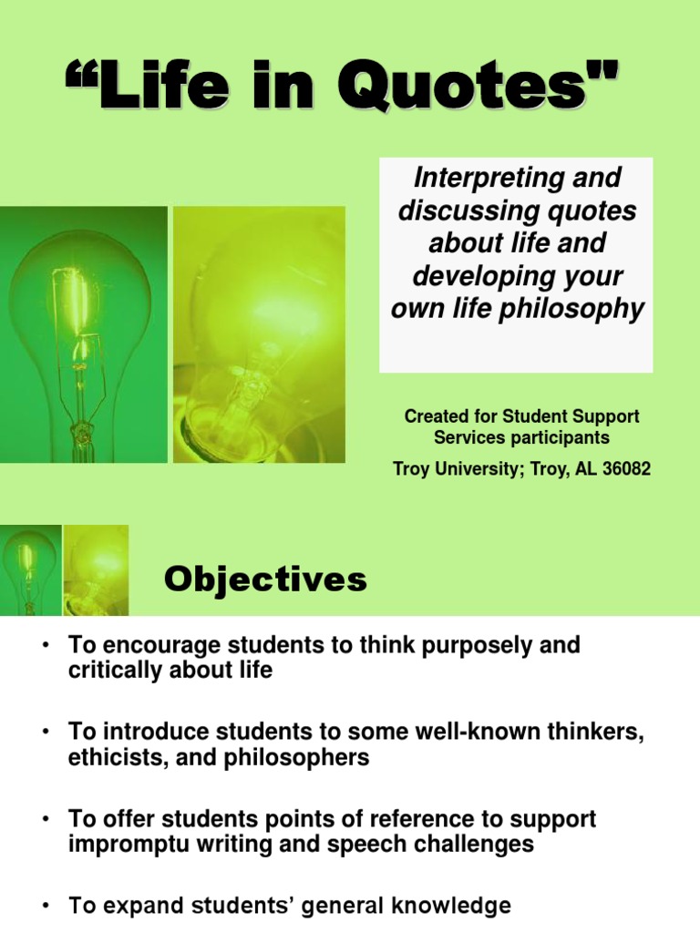 "Life in Quotes": Interpreting and Discussing Quotes About Life and ...