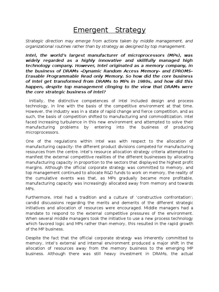 Intel - Emergent Strategy | Download Free PDF | Intel | Dynamic Random ...