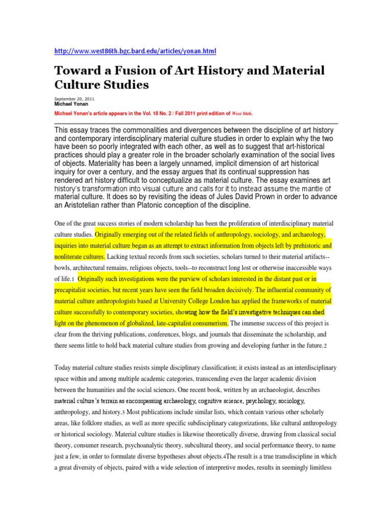 Toward A Fusion of Art History and Material Culture Studies - Lido ...
