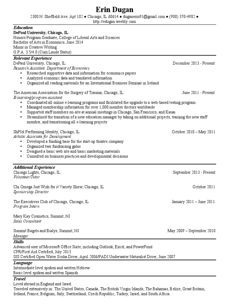 Erin Dugan's Professional Resume | PDF