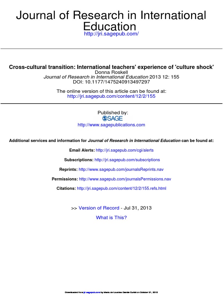 Cross-Cultural Transition: International Teachers' Experience of ...