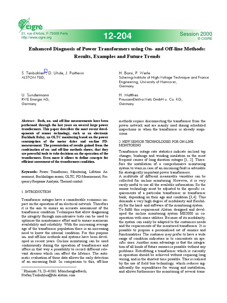 2000_CIGRE_paper_12-204 | Transformer | Capacitor | Free 30-day Trial ...