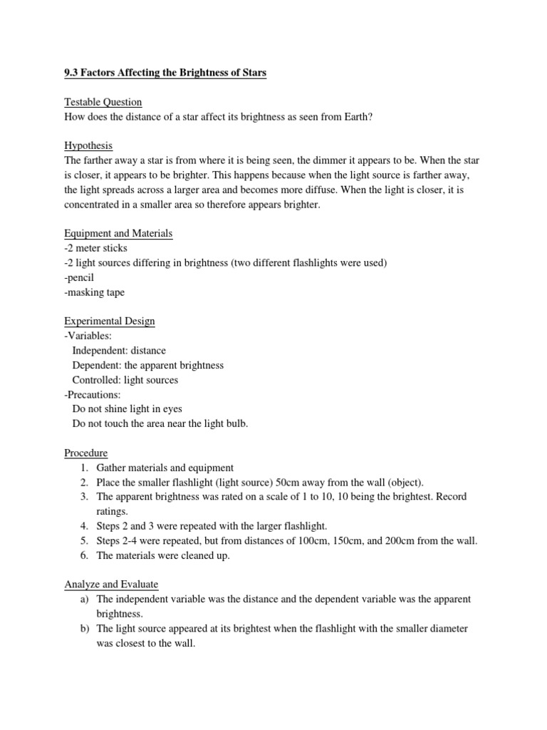 9.3 Factors Affecting The Brightness of Stars | PDF | Apparent ...