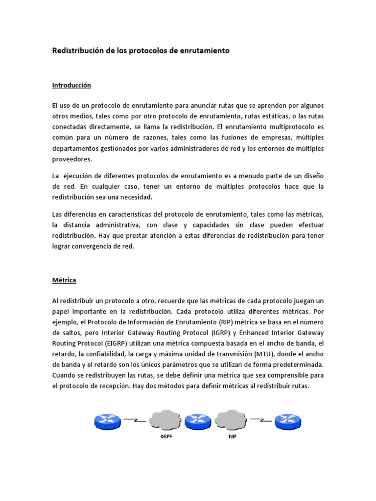 Redistribución de los protocolos de enrutamiento | PDF | Enrutador (Computación) | Enrutamiento