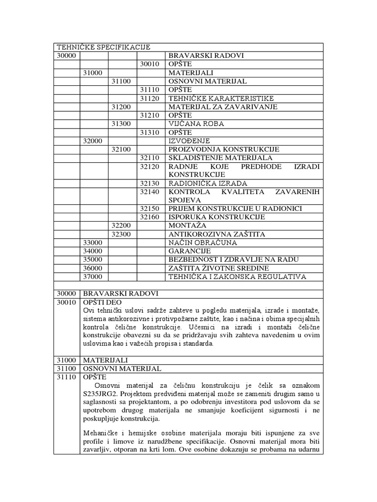 Tehnicke Specifikacije - Strucni | PDF