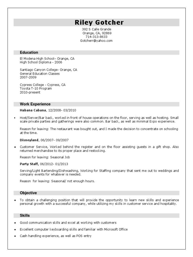 Riley's Resume | PDF | Career & Growth