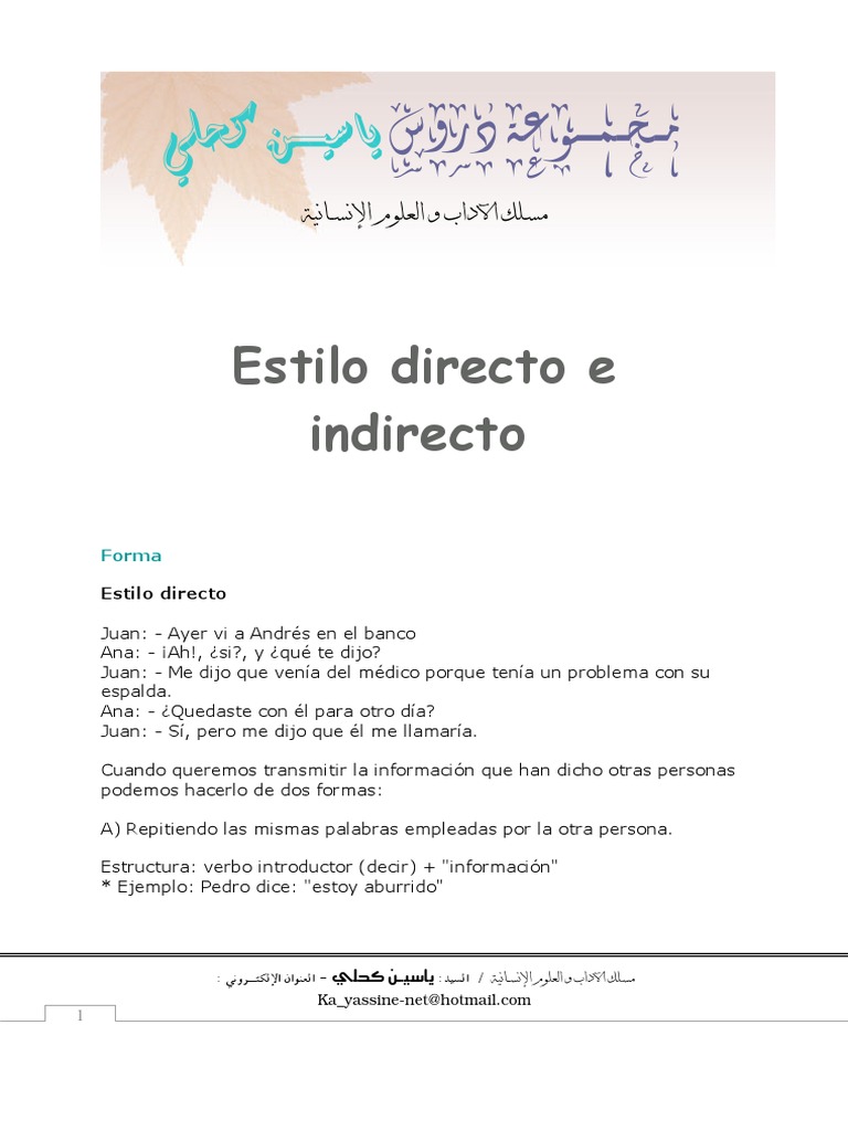 Guía de Estilo Directo e Indirecto | PDF | Verbo | Oración (Lingüística)