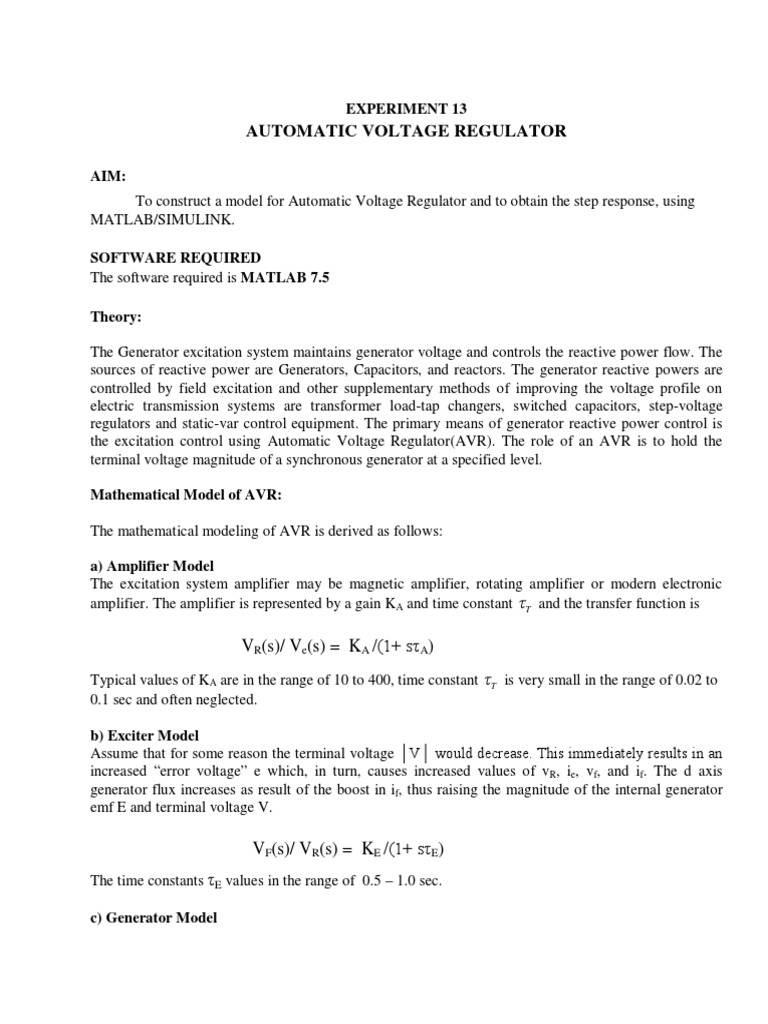 AVR-Modeling | PDF | Ac Power | Amplifier