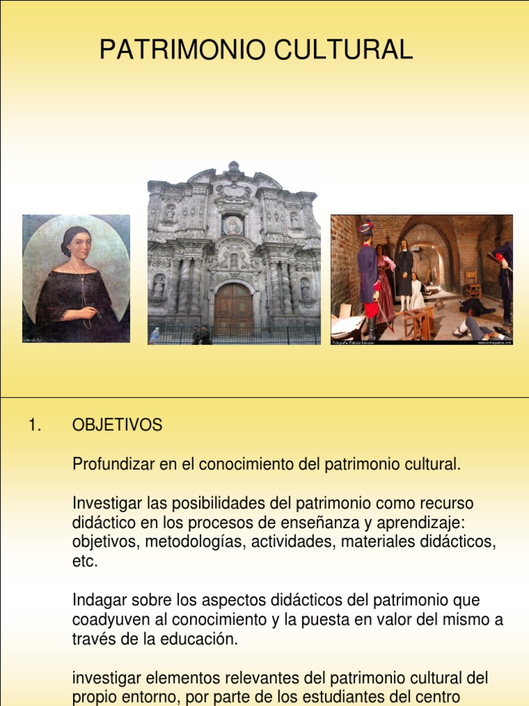 Clase de Patrimonio Cultural Del Ecuador Nro 1 | PDF | Patrimonio cultural | Bienes (Ley)