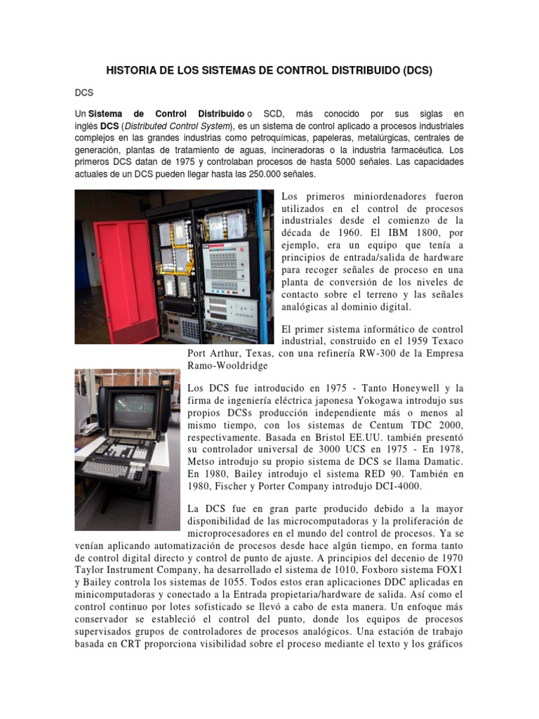 Historia de Los Sistemas de Control Distribuido | Descargar gratis PDF | Hardware de la ...