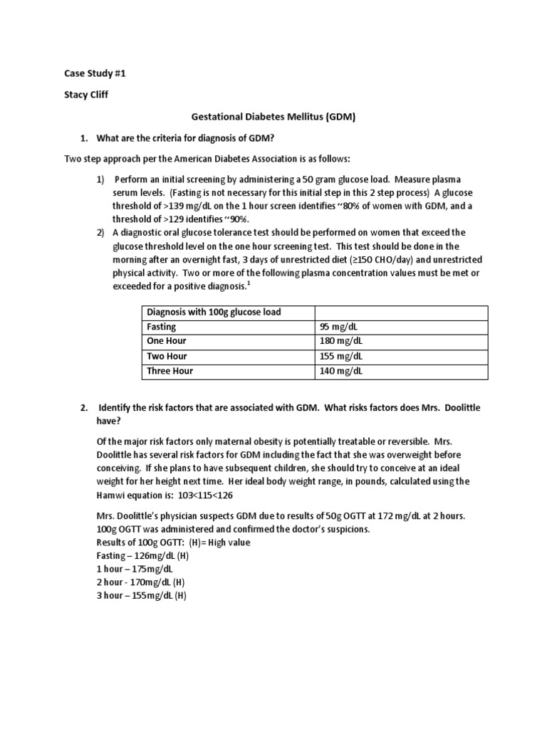 Finished Case Study GDM | PDF | Gestational Diabetes | Obesity