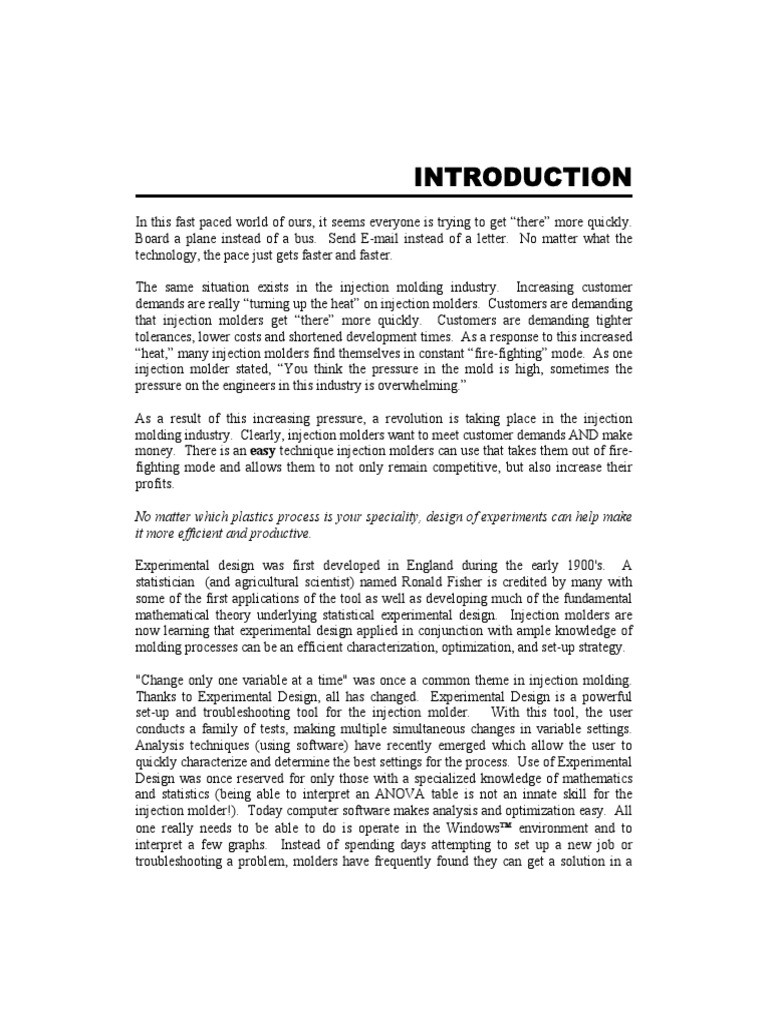 DOE - Injection Molding PDF | PDF | Business