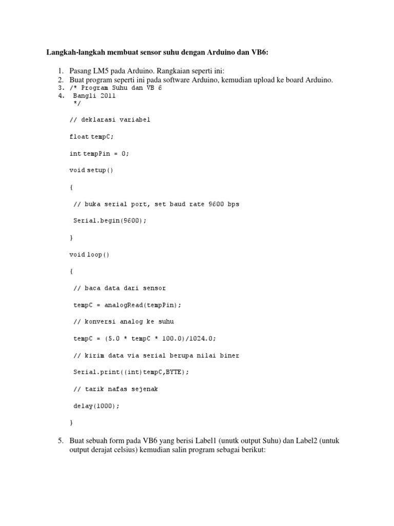 Langkah-Langkah Membuat Sensor Suhu Dengan Arduino Dan VB6 | PDF