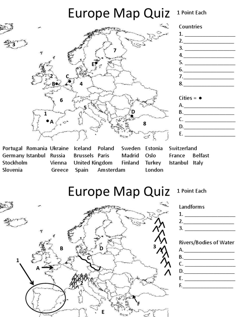 Europe Map Quiz Final | PDF