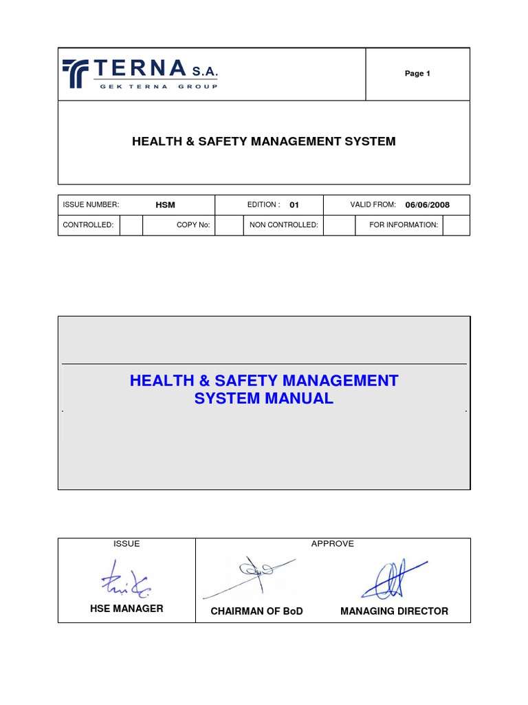 Health & Safety Manual | PDF | Occupational Safety And Health ...