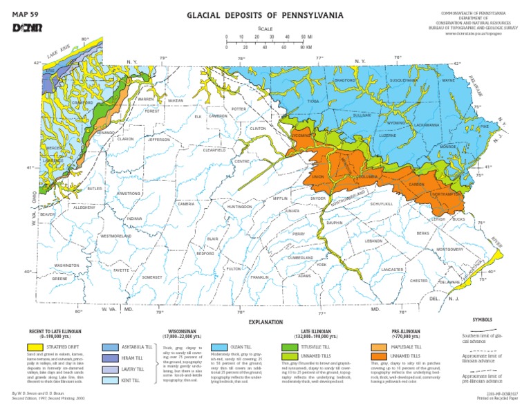 DCNR – Map 59 – Glacial Deposits of Pennsylvania | Silt | Geomorphology