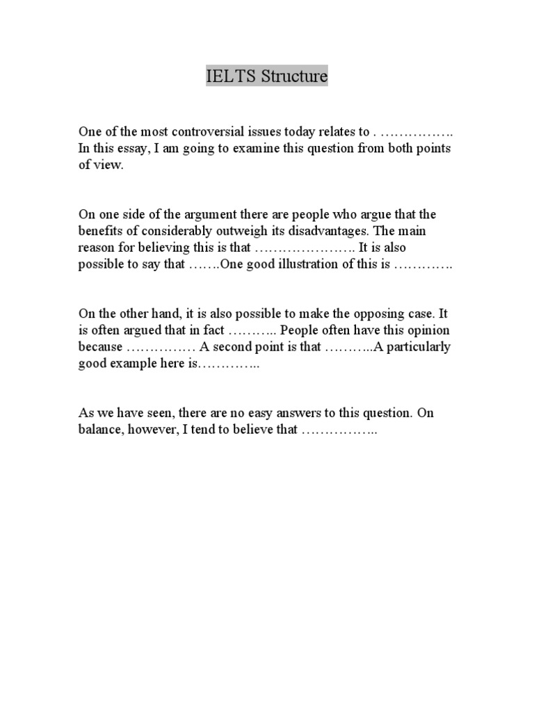 IELTS Essay Template | PDF