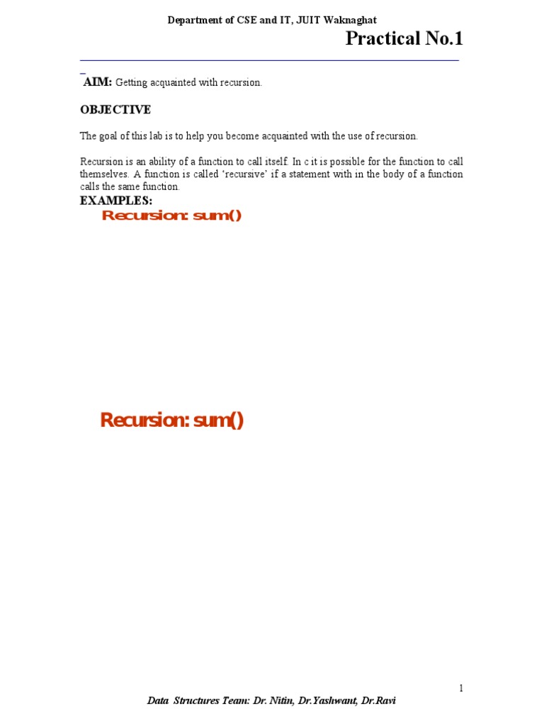 Recursion And Linked Lists An Introduction To Recursive Functions And Linked List