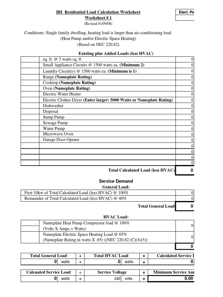Elect Load Rev1 | Home Appliance | Hvac