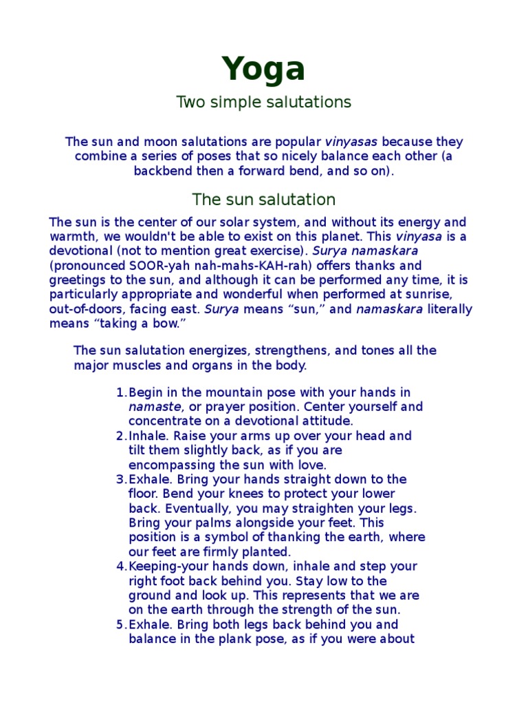 Yoga Routine Sun & Monn Salutations | PDF | Foot | Sun