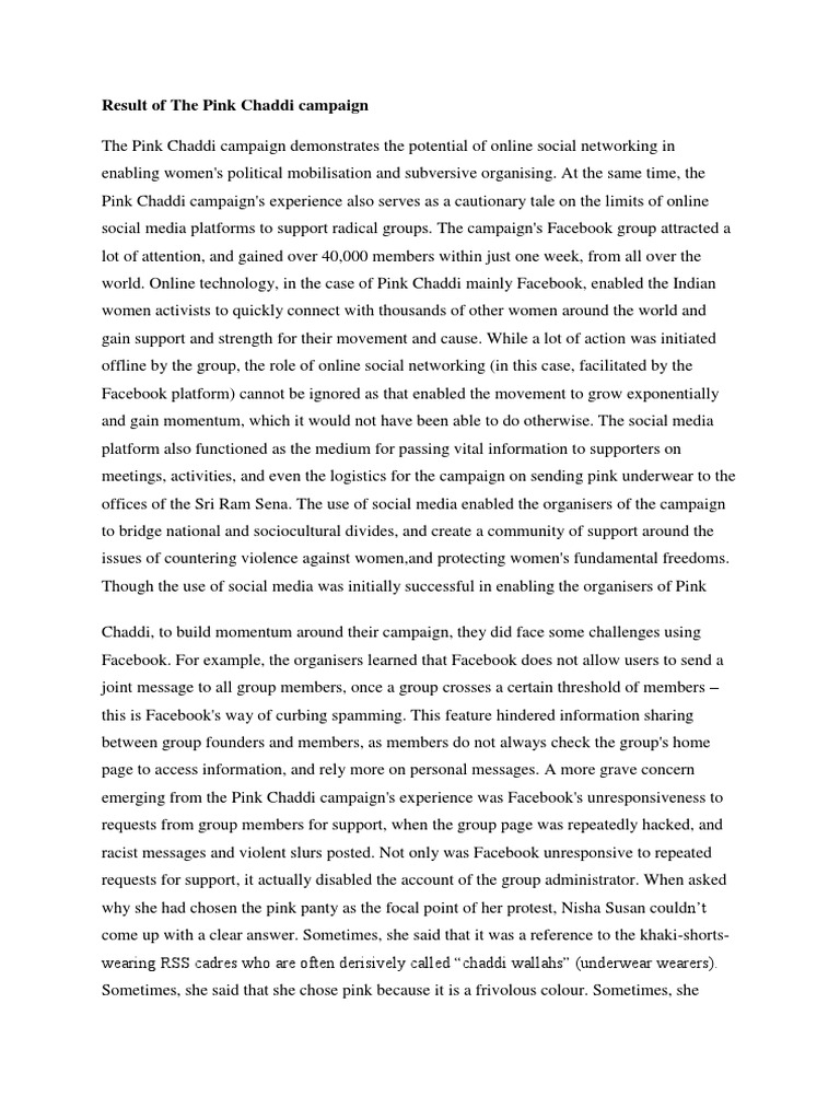 Result of The Pink Chaddi Campaign | PDF | Social Media | Popular ...