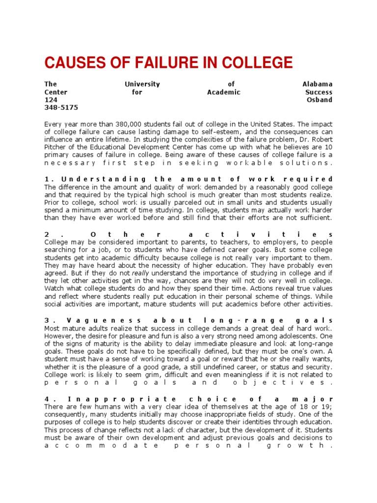 Causes of Failure in College | PDF | Reading Comprehension | Quality Of ...