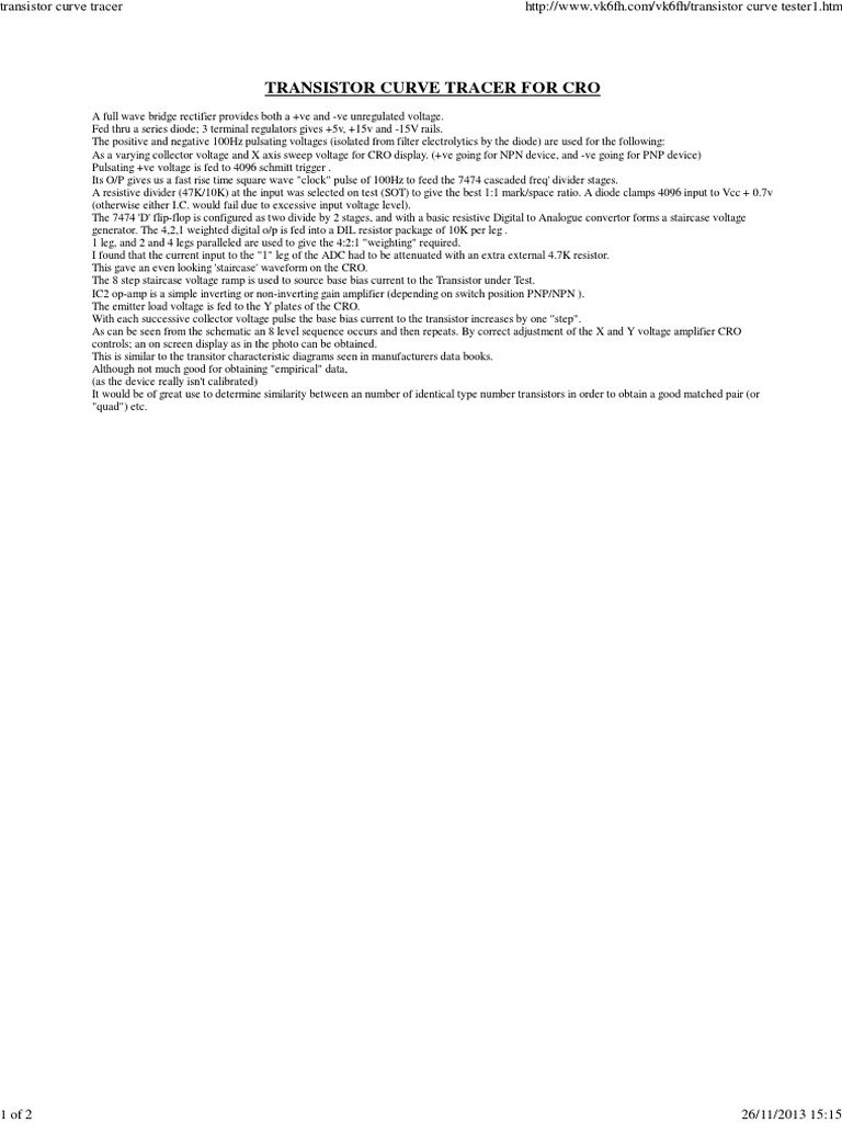 Transistor Curve Tracer 001 | PDF | Transistor | Voltage