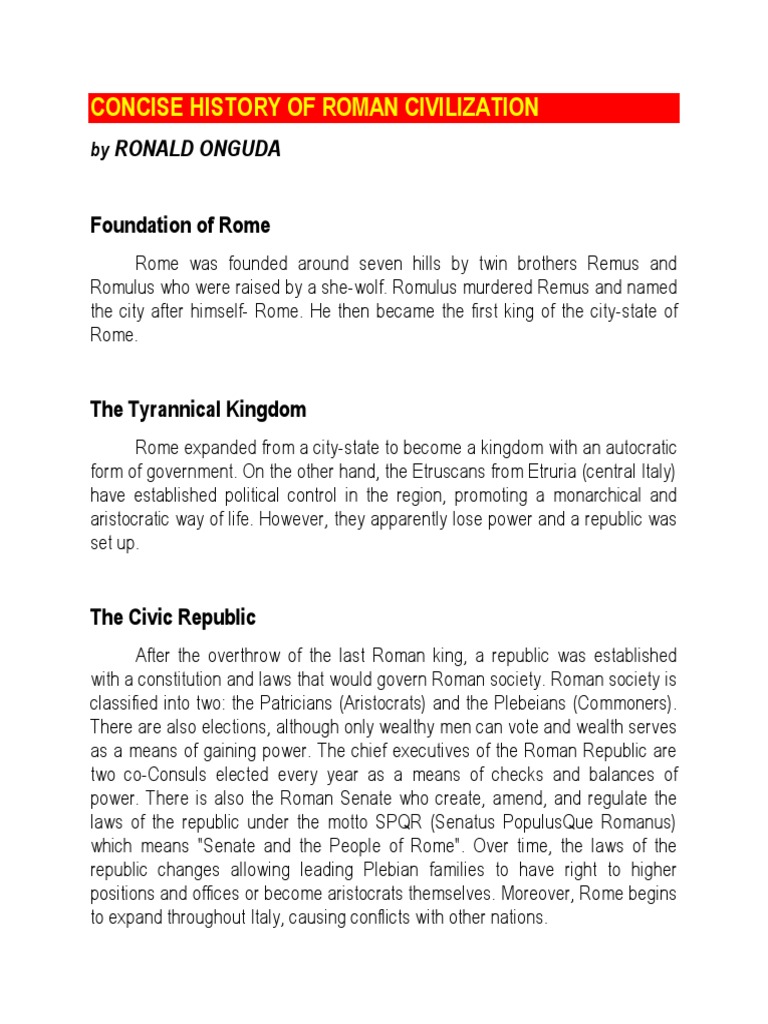 Concise History of The Roman Civilization | PDF | Augustus | Mark Antony