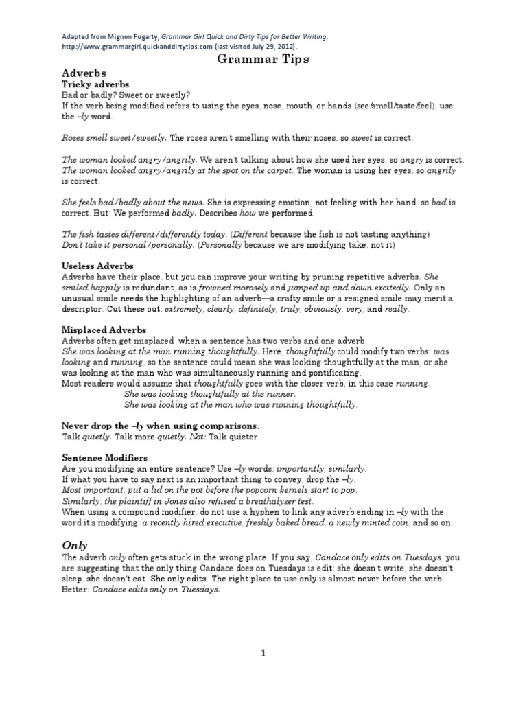 Grammar Tips | PDF | Ellipsis | Subject (Grammar)